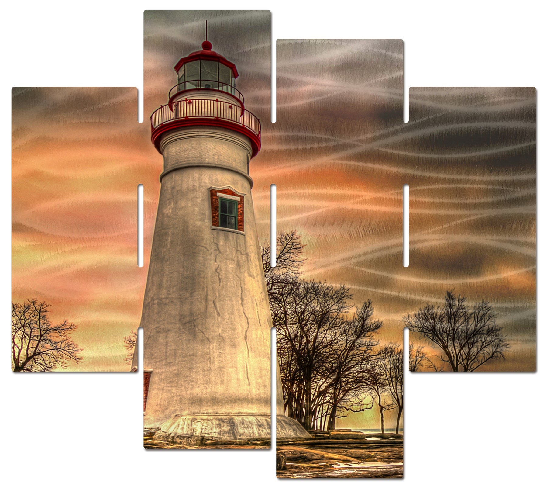 metal lighthouse sculpture-Lighthouse at Sunset-Frontline Metal